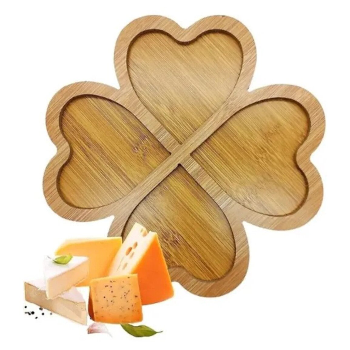 Platou Rustic din Bambus ABYZ pentru Aperitive, 4 Compartimente Tip ...