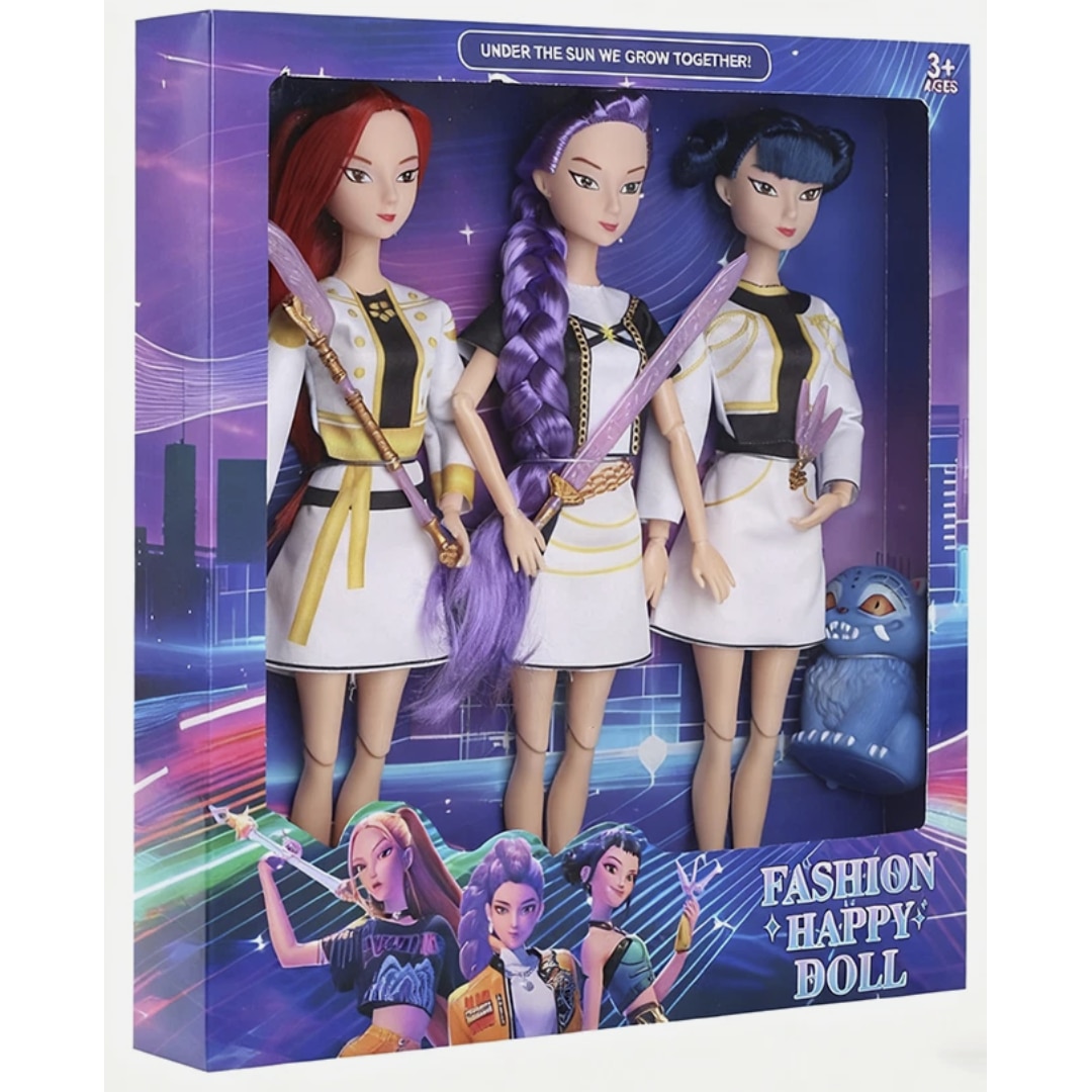 Set 3 papusi, K-POP Devil Hunter Girls, 3 piese, PVC, vinil, Costum de ...