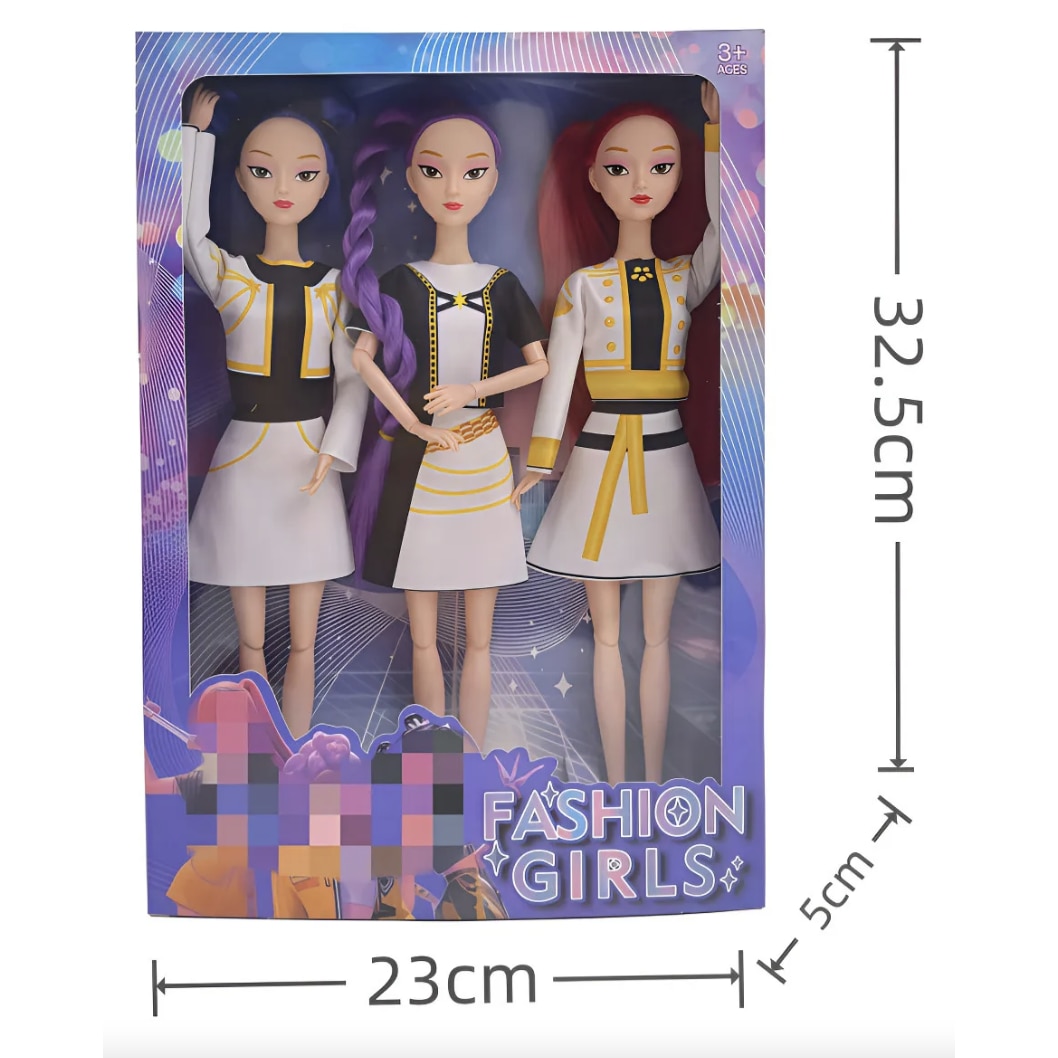 Set 3 papusi, K-POP Devil Hunter Girls, 3 piese, PVC, vinil, Costum de ...