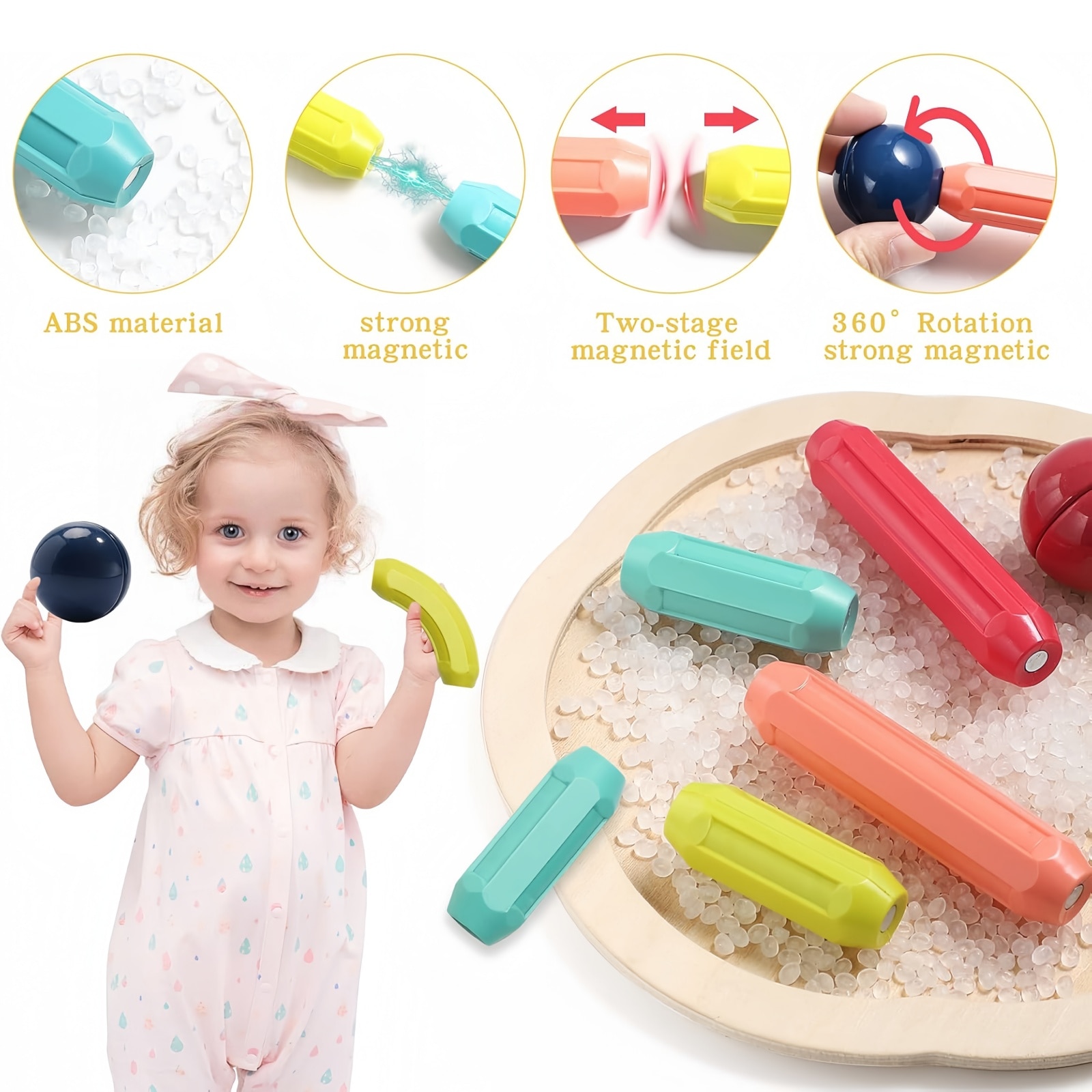 Set de constructie educativ Seabeloom, blocuri magnetice, magnetic 88 ...