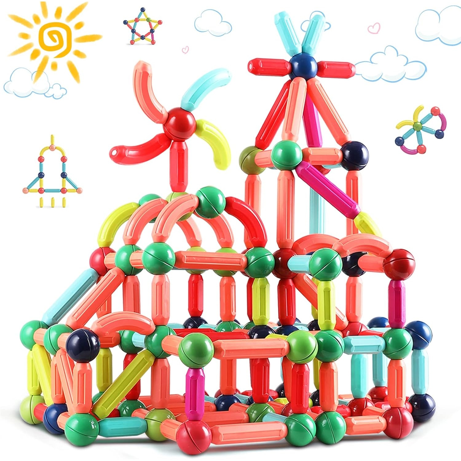 Set de constructie educativ Seabeloom, blocuri magnetice, magnetic 88 ...