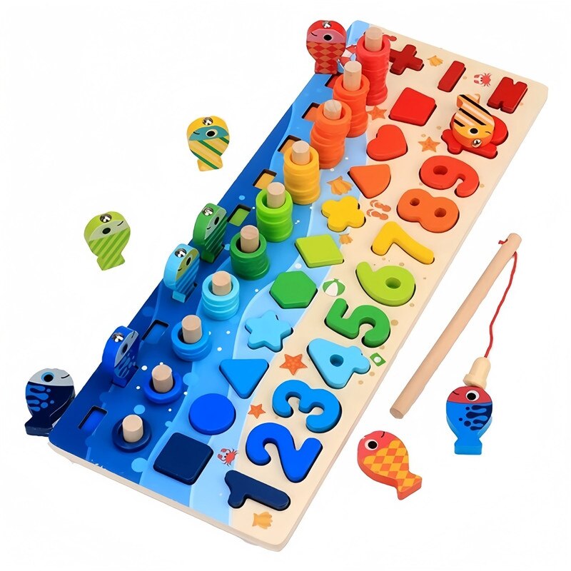 Set joc educativ din lemn Seabeloom, joc de pescuit magnetic ...