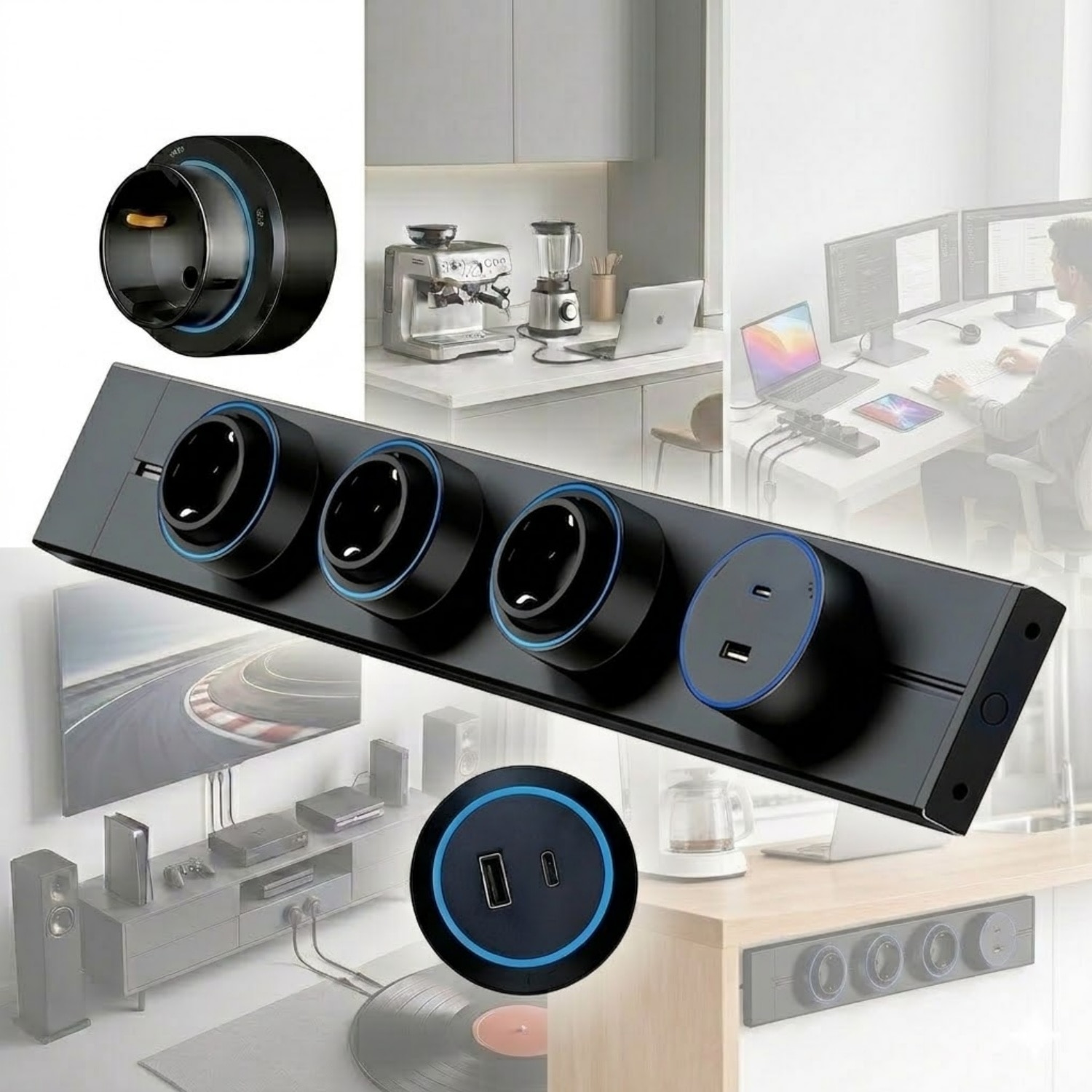 Priza Modulara pe Sina Mobila, MOSMAOO®, Standard European (Schuko ...