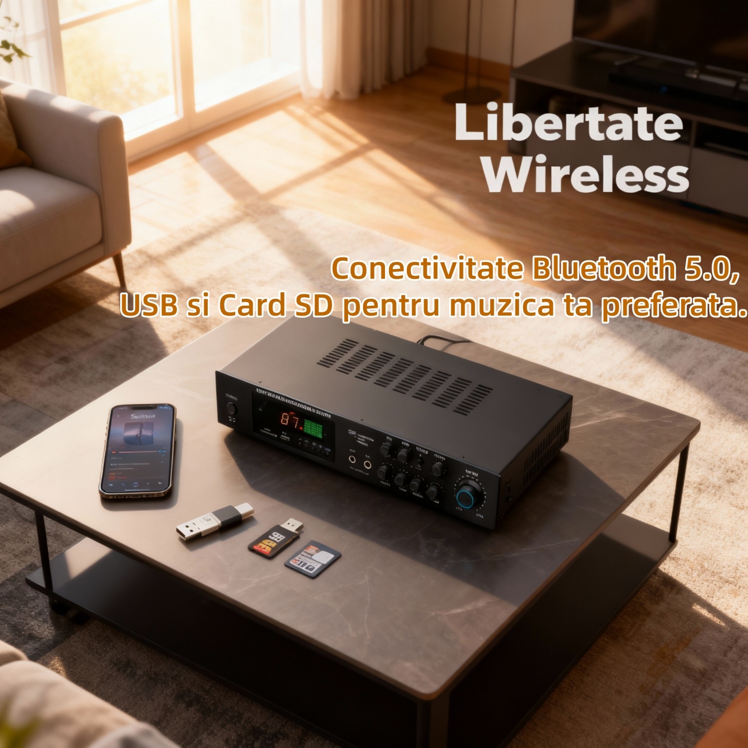 Statie de Amplificare Audio, MOSMAOO®, Bluetooth 5.0, Putere 1000W (2 x ...