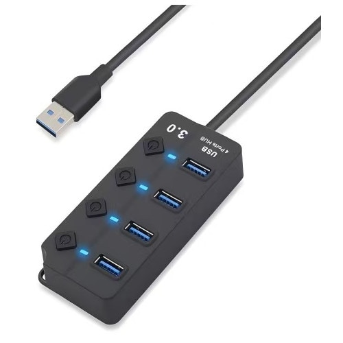 Hub USB cu 4 porturi, USB 3.0, compatibilitate extinsa, cablu USB-A de ...