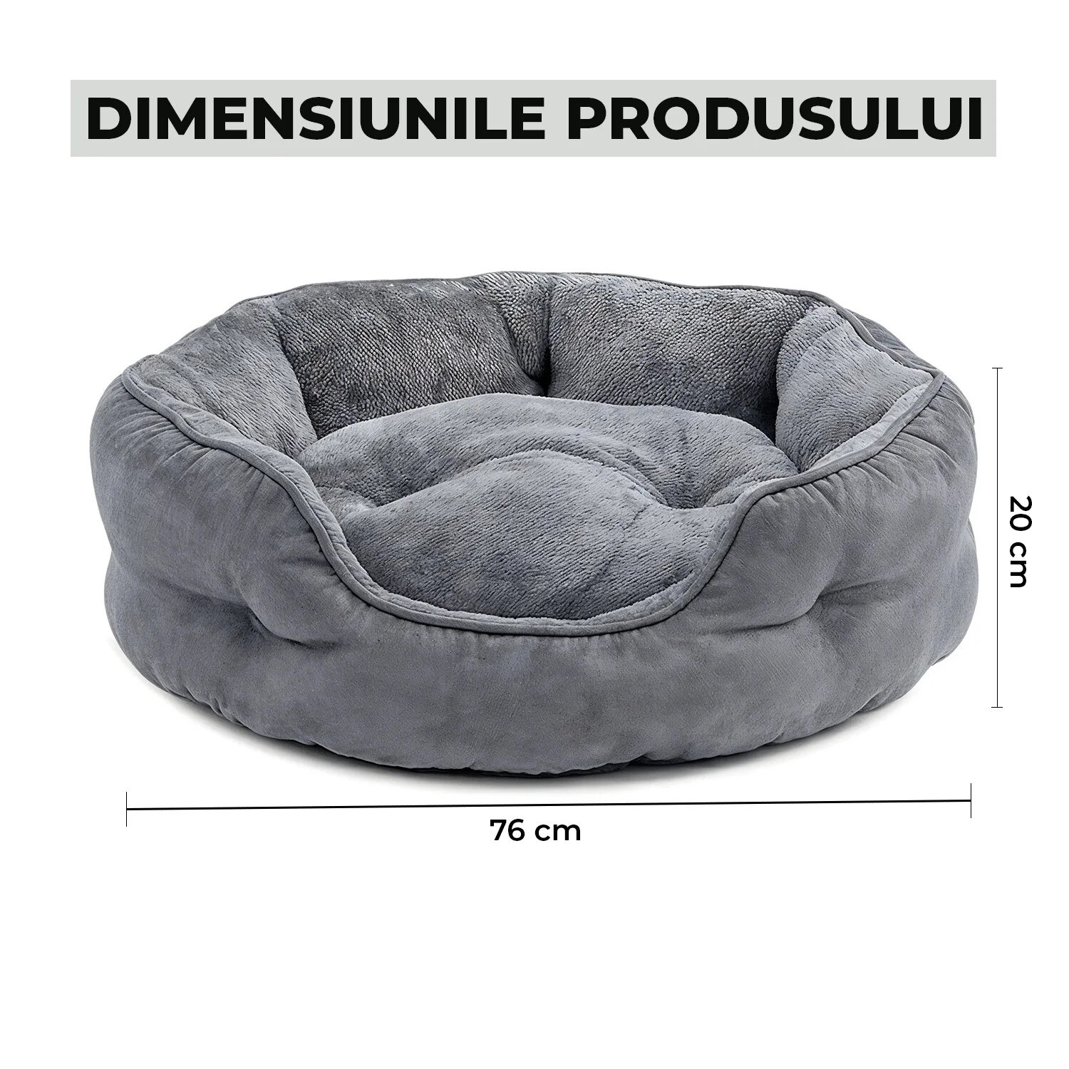 Pat Confortabil pentru Caini si Pisici Elindor® Rotund, Culcus Moale ...