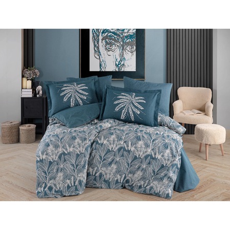 Lenjerie de Pat Bumbac Poplin 2 Persoane - Selene Petrol - eMAG.ro