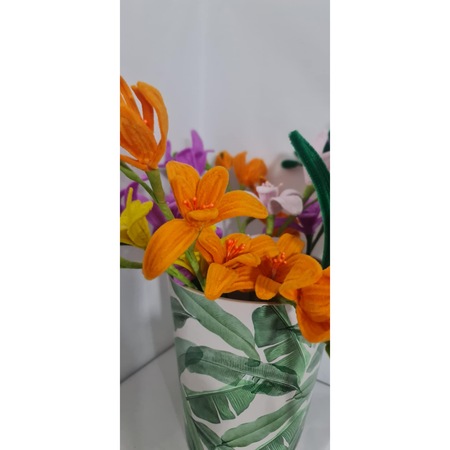 Buchet flori frezie textil, multicolor, 1 fir - eMAG.ro