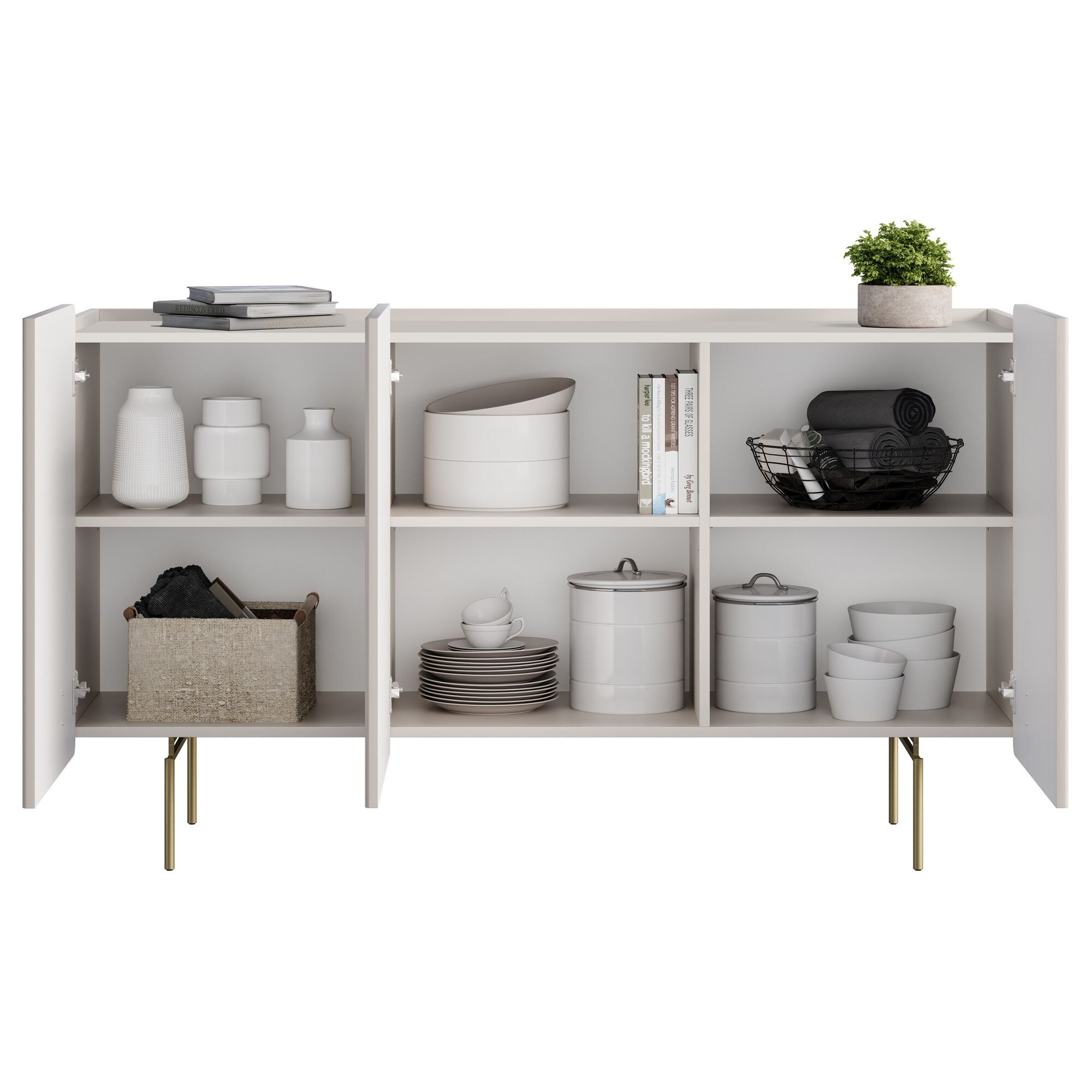 Comoda casmir picioare aurii Malmi 150 cm Fronturi din MDF riflat - eMAG.ro