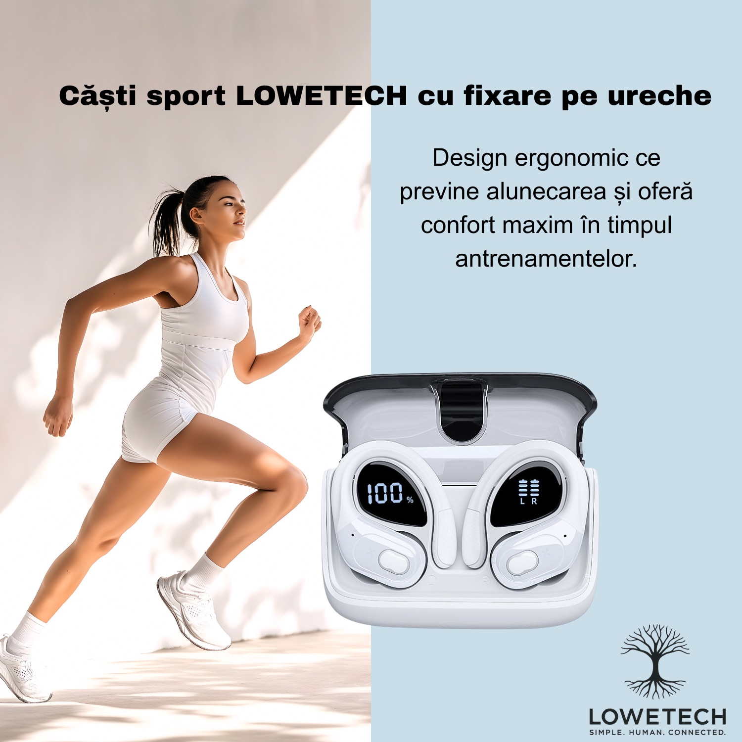 Casti Wireless Sport LOWETECH, Bluetooth 5.4, In-Ear, Fara fir ...