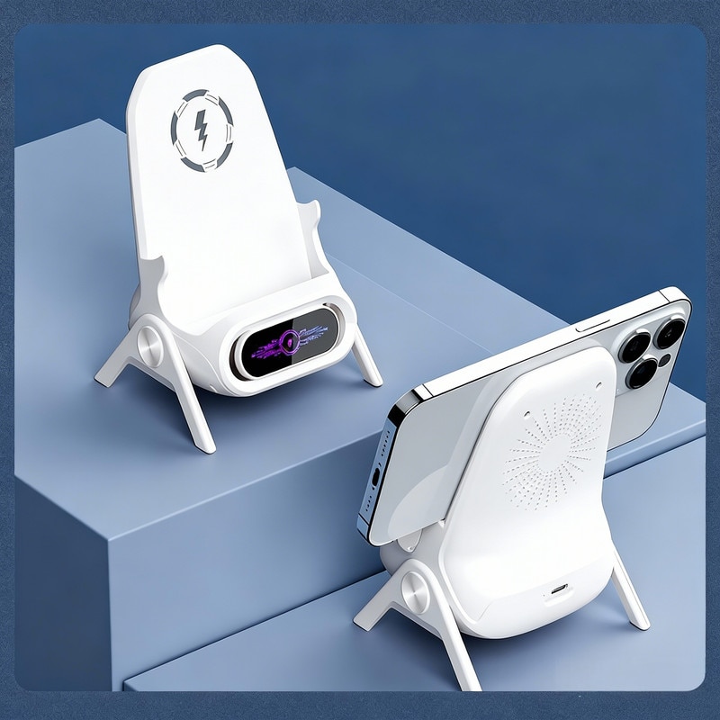Suport de incarcare wireless magnetic alb, incarcare rapida, design ...