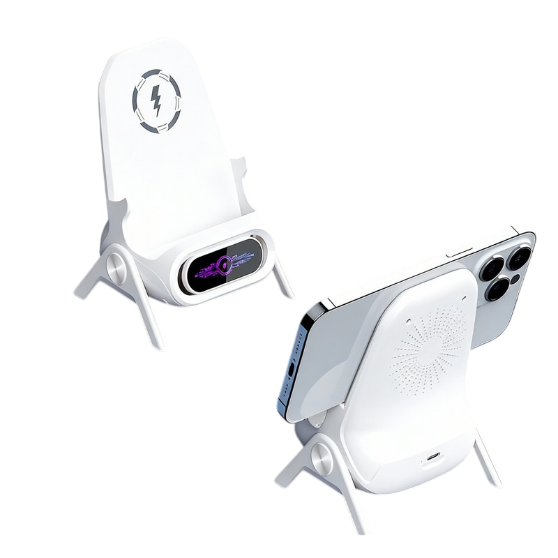 Suport de incarcare wireless magnetic alb, incarcare rapida, design ...