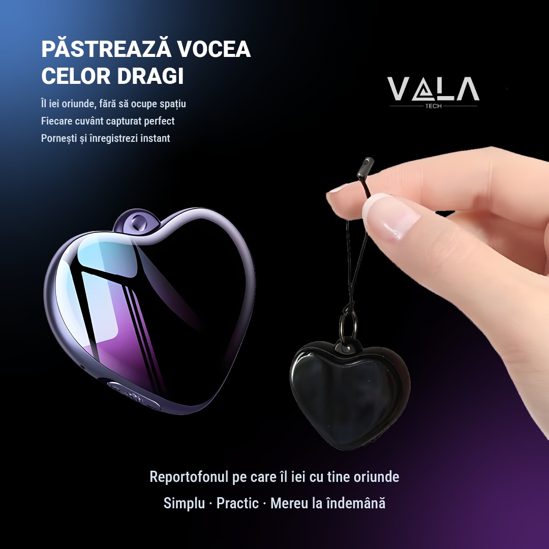 Mini reportofon spion Vala Tech Whisper X, 16GB, activare vocală, DSP ...