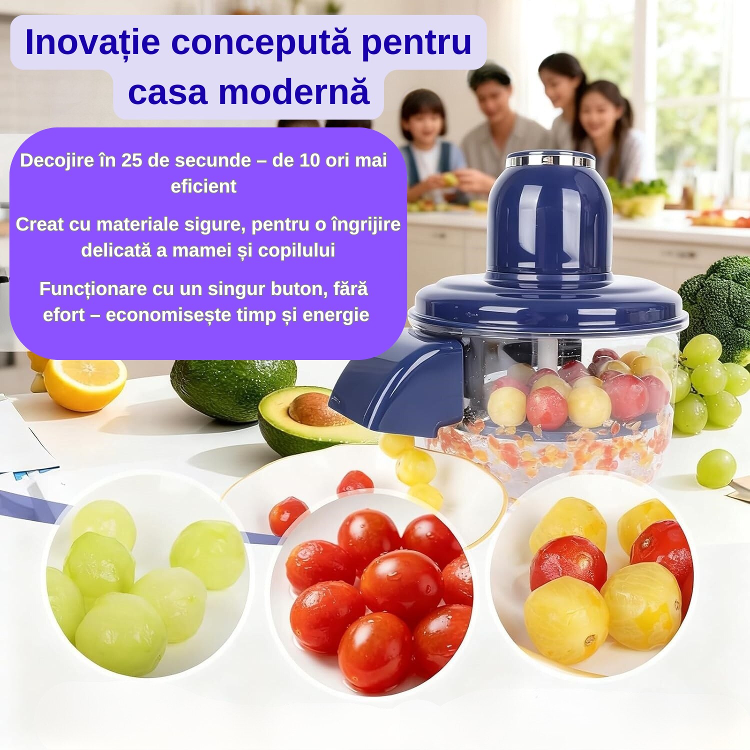 Aparat Electric Decojire/Curatare Fructe/Legume, Baterie 1300 mAH, Usor ...