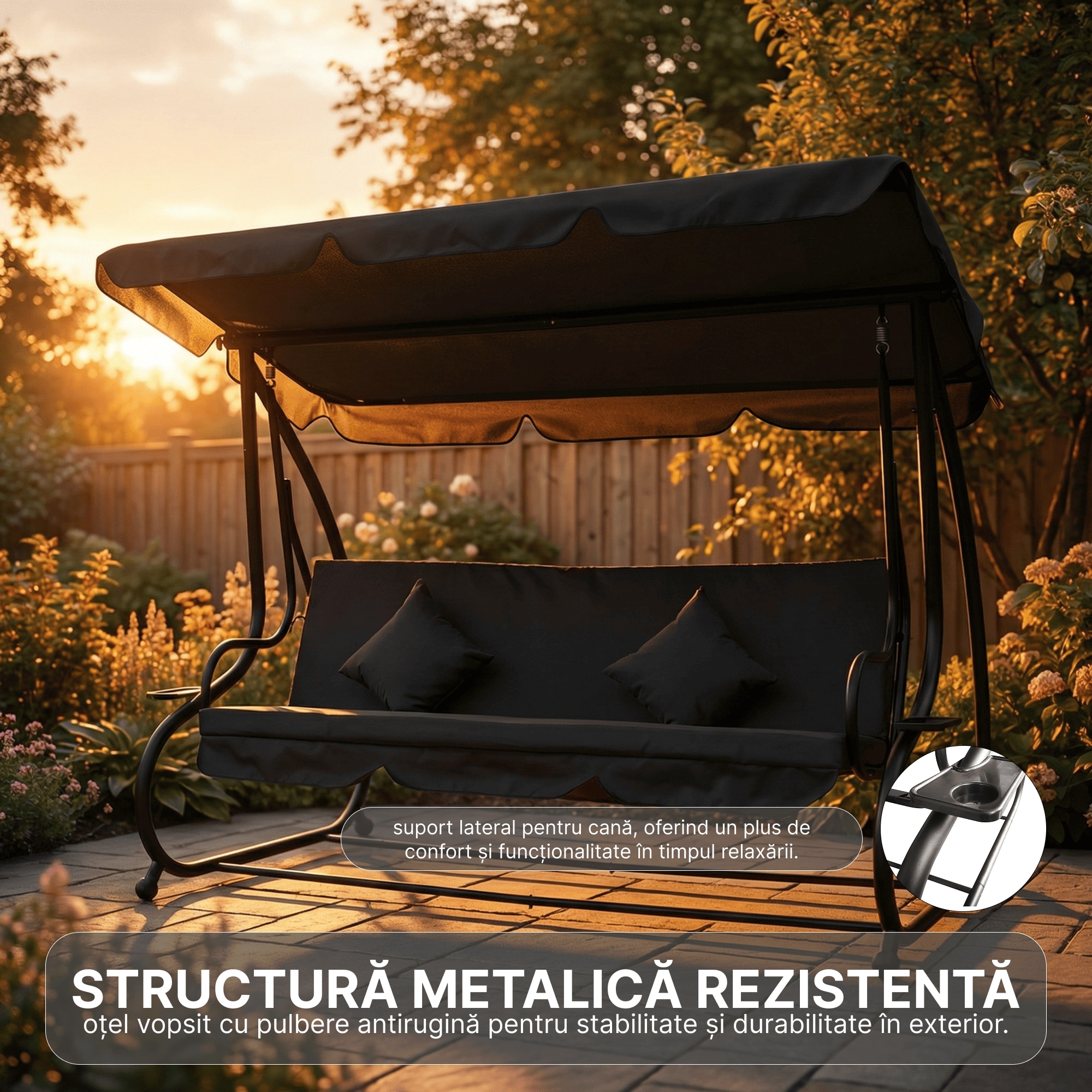 Balansoar De Gradina, TOPSCAUNE®, Leagan Exterior 4 Locuri, 230x120x164 ...
