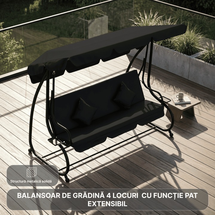 Balansoar De Gradina, TOPSCAUNE®, Leagan Exterior 4 Locuri, 230x120x164 ...