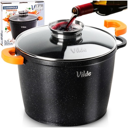 Oala Inalta Cu Acoperire De Granit Si Capac Din Sticla Terruna Aroma ...