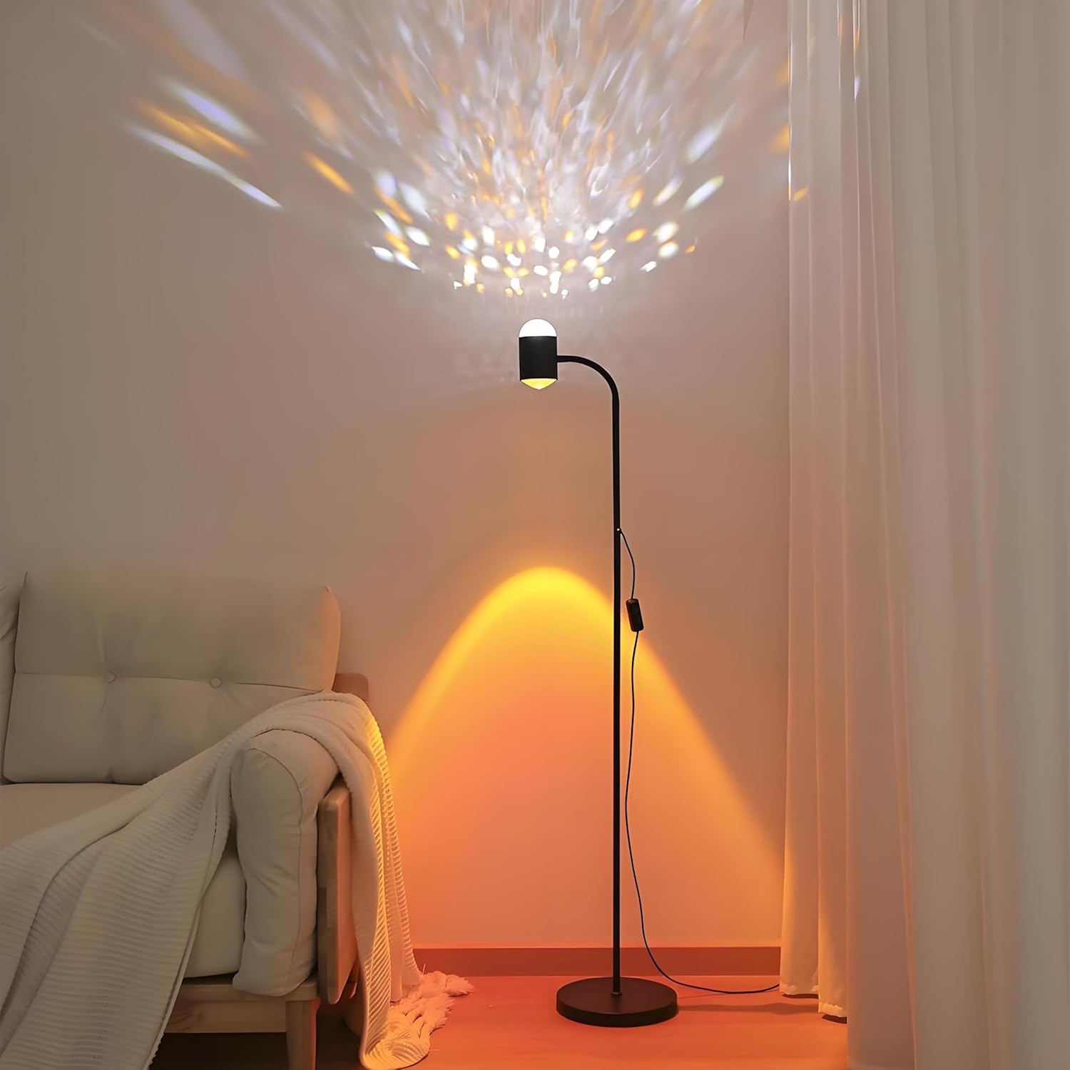 Lampa de podea cu proiectie apus, design cu doua capete, efecte de ...