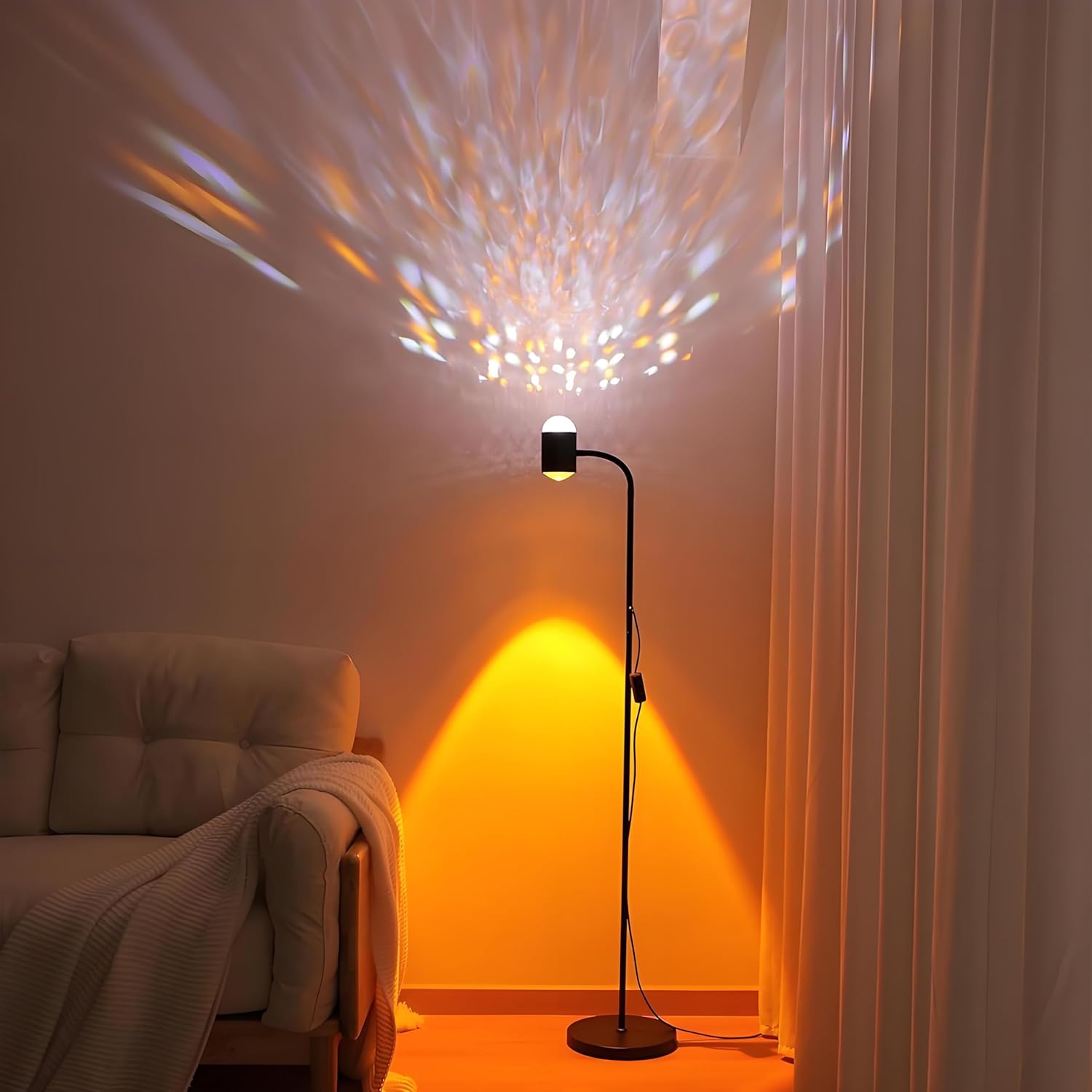 Lampa de podea cu proiectie apus, design cu doua capete, efecte de ...