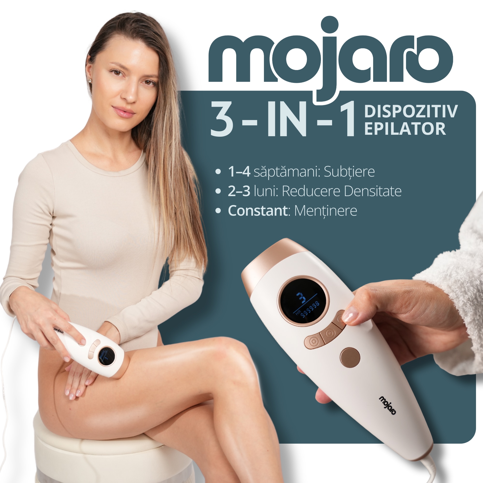 Epilator IPL 3 in 1 MOJARO, Epilare Definitiva Fara Durere, Tehnologie ...
