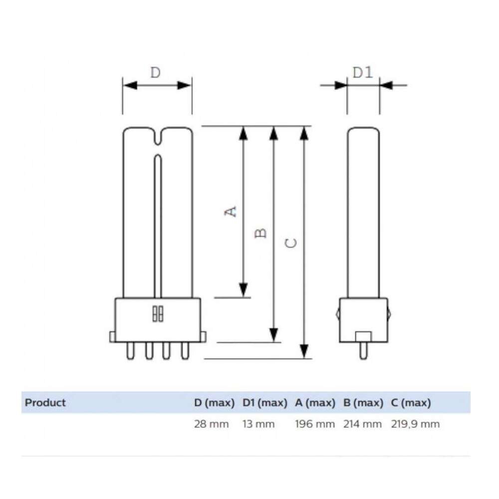 Bec Compact Fluorescent Osram Dulux S/E / PL-S 11W/840/4P 2G7 900Lm ...