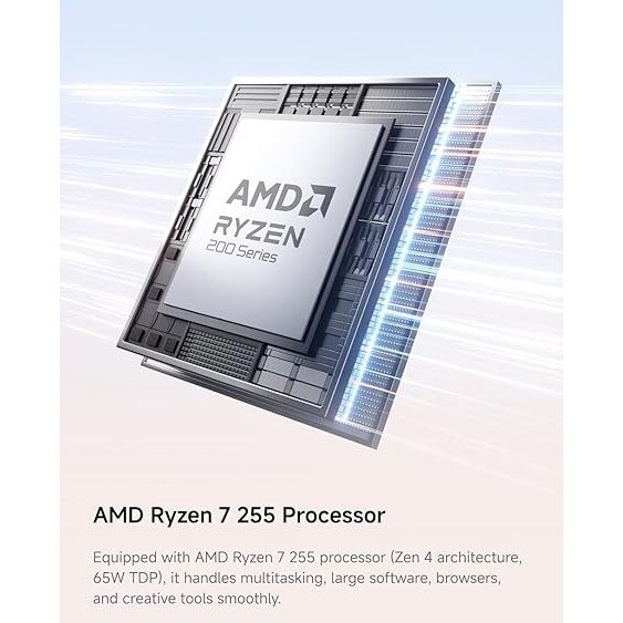 Mini PC MINIS FORUM AI X1-255, AMD Ryzen 7 255 (8 nuclee/16 fire de ...