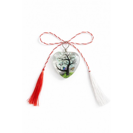 Martisor, RoveZone, Pandativ Transparent cu Floare Naturala, Inimioara ...