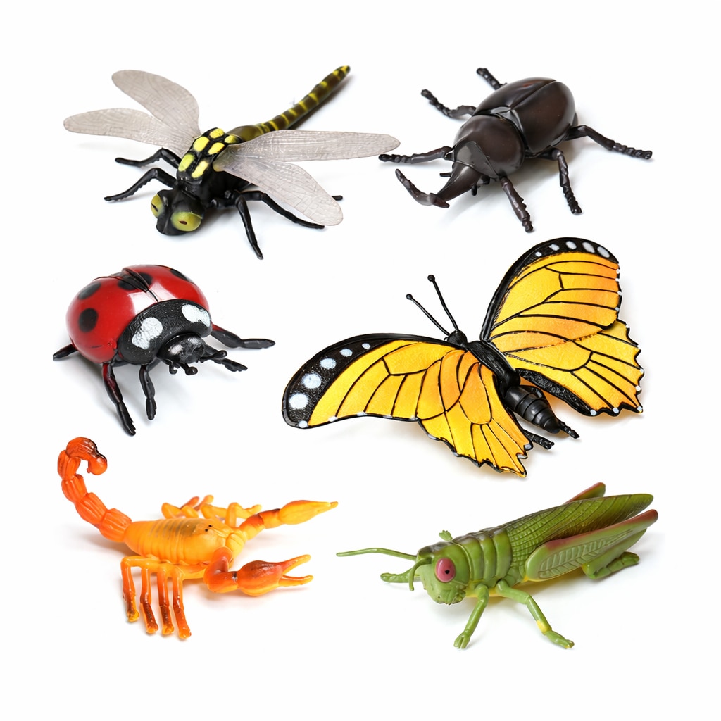 Set 6 Figurine Insecte Mari din Plastic - Fluture, Gargarita, Scorpion ...
