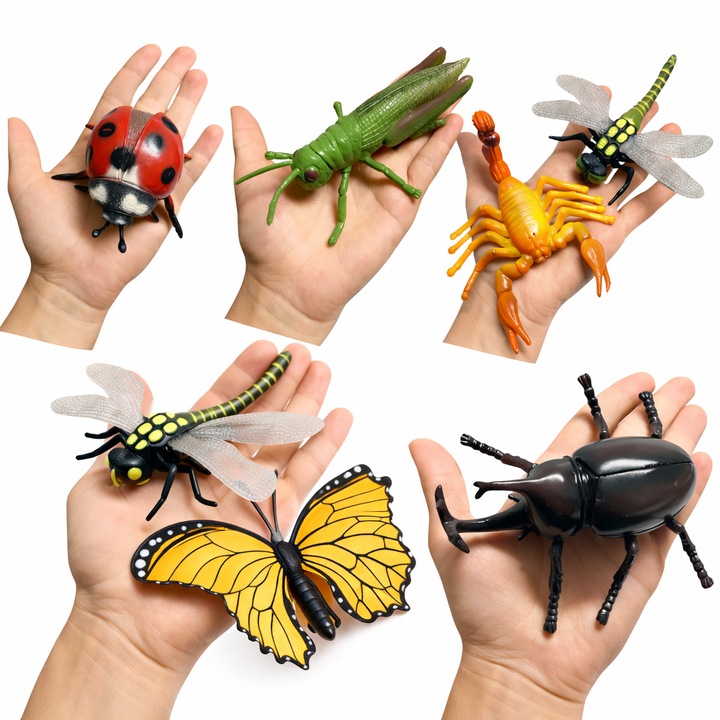 Set 6 Figurine Insecte Mari din Plastic - Fluture, Gargarita, Scorpion ...