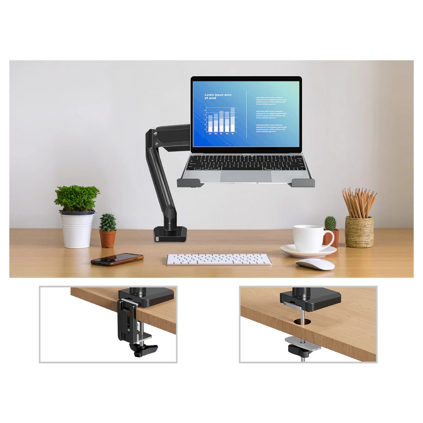 Suport monitor 13-34" inch sau laptop, Triadyn SoloLift, Brat Reglabil ...