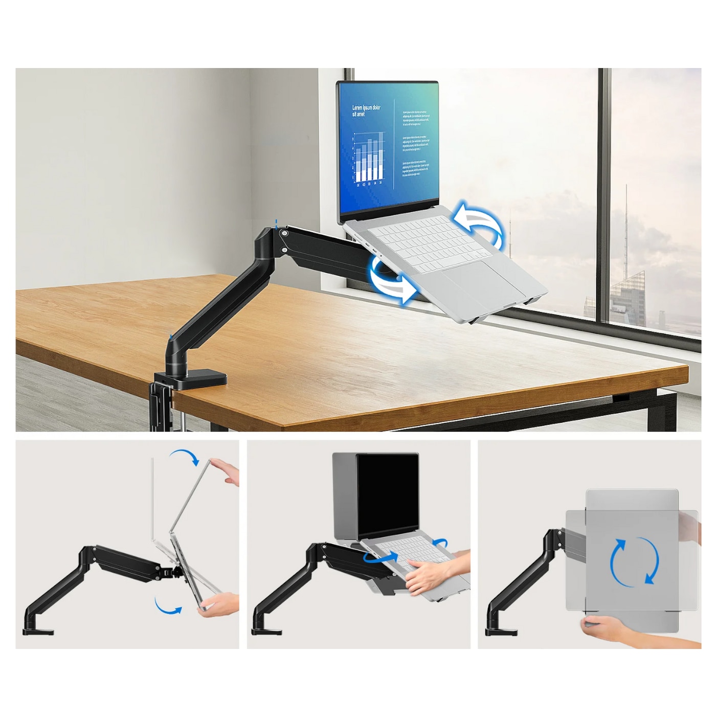 Suport monitor 13-34" inch sau laptop, Triadyn SoloLift, Brat Reglabil ...