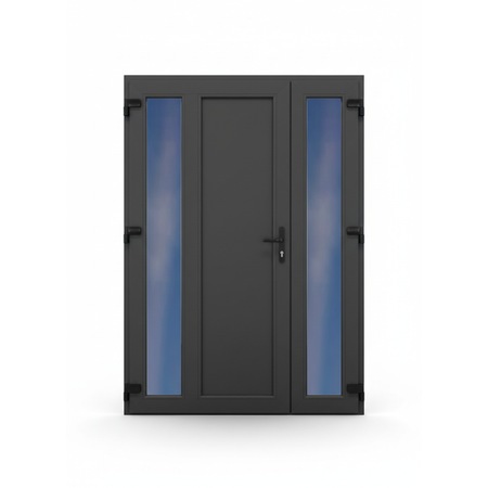 Usa dubla exterior termopan(PVC) Dubla Della, culoare gri antracit ...