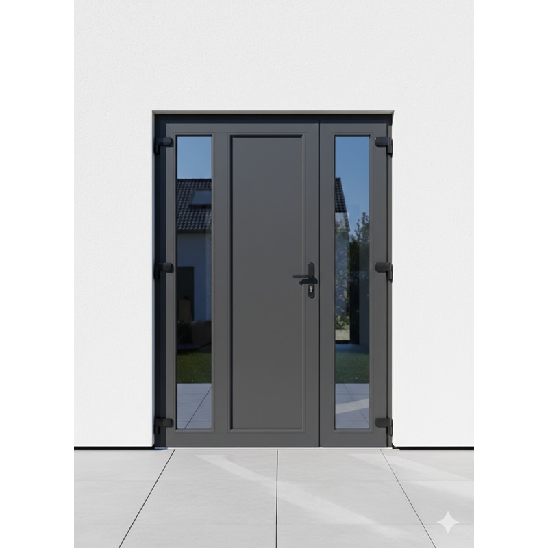 Usa dubla exterior termopan(PVC) Dubla Della, culoare gri antracit ...