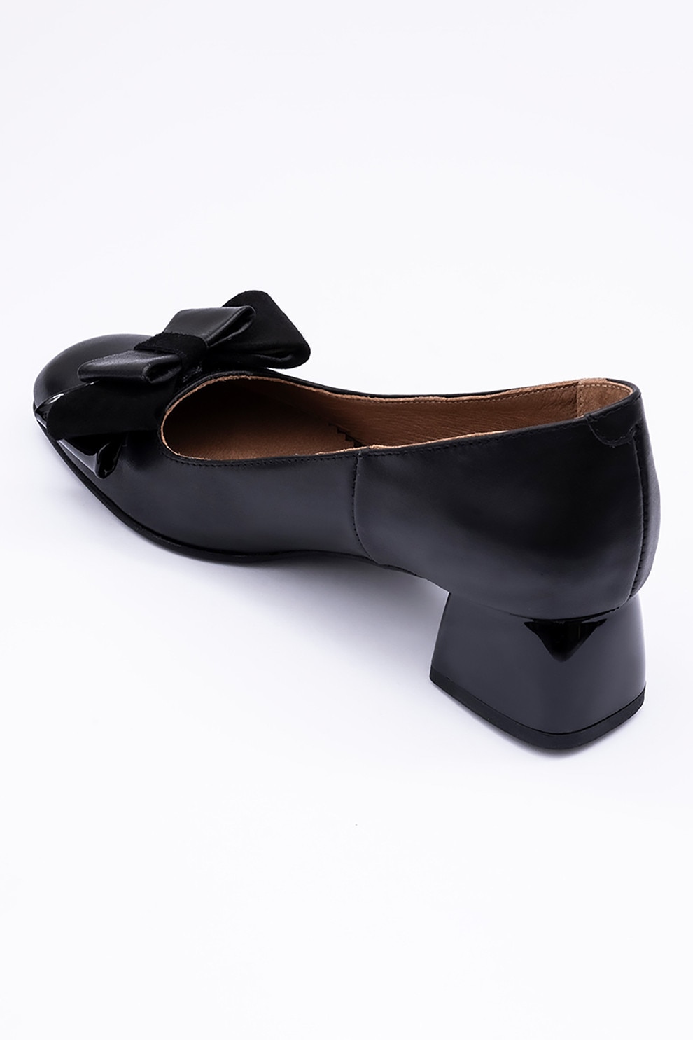 VAGAM, Pantofi din piele cu aplicatie cu funda, Negru, 39 - eMAG.ro