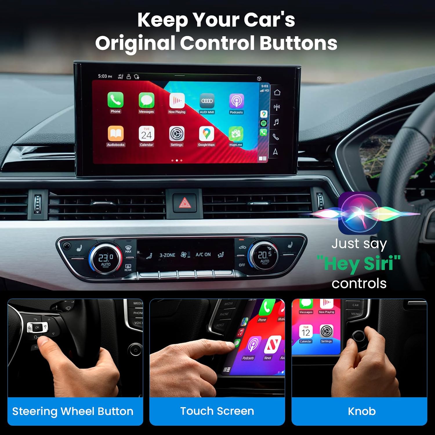 Adaptor Wireless CarPlay & Android Auto, 5.8GHz, Bluetooth 6 ...