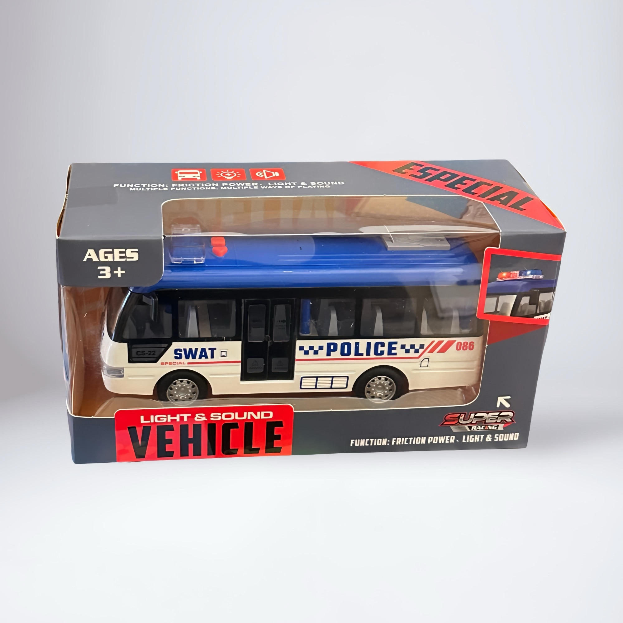 Autobuz de Politie cu Lumini si Sunete, Friction Power Bump & Go ...