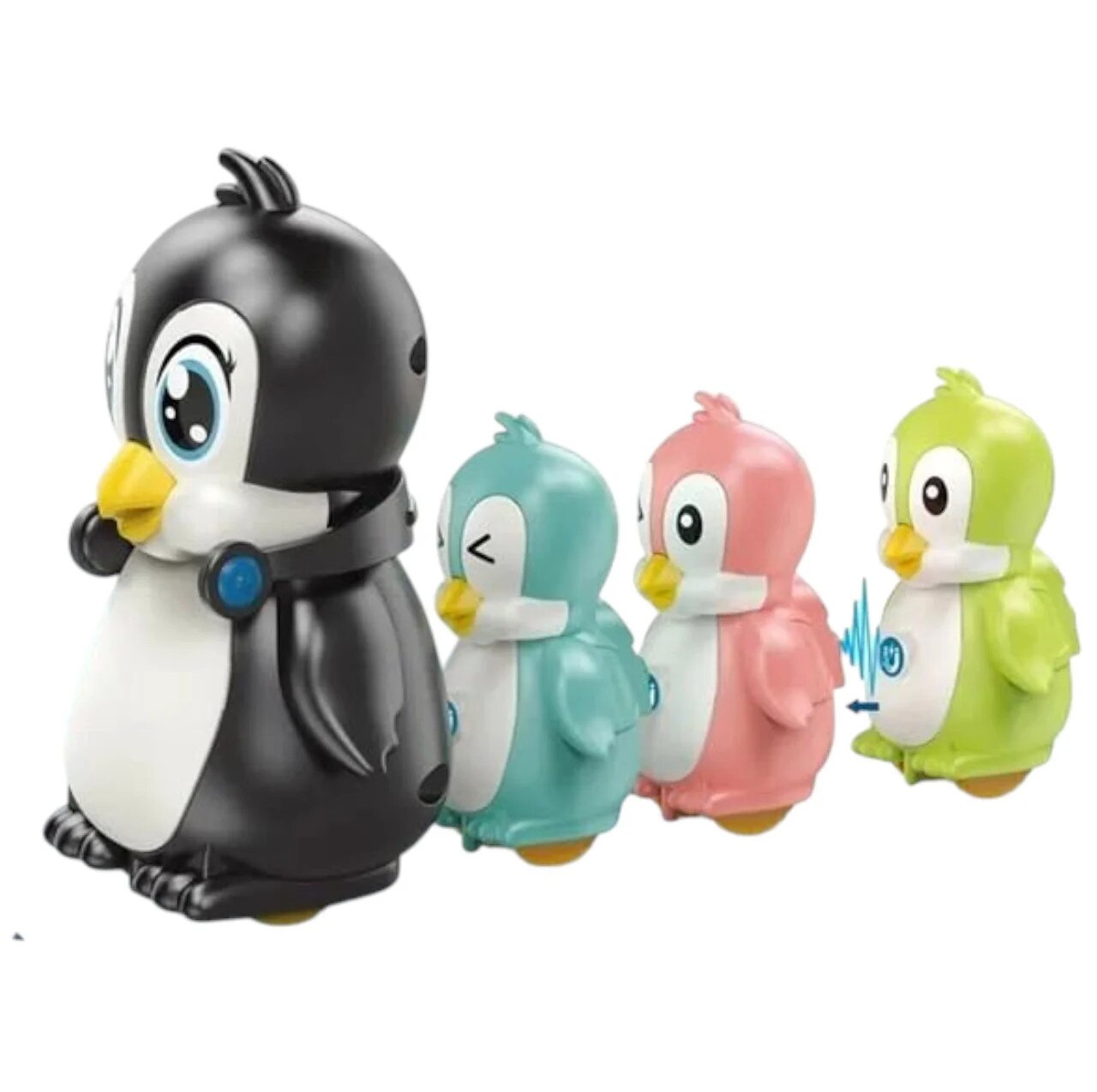 Tren interactiv muzical, set 4 pinguini magnetici, 25cm - eMAG.ro