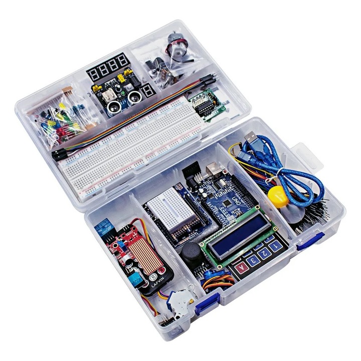 Kit STEAM complet, Arduino Clone, Placa UNO R3, 16 pini digitali, 8 ...