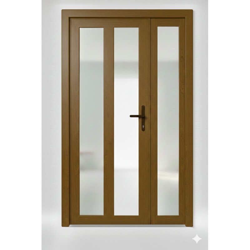 Usa Dubla exterior termopan (PVC) Long Glass, culoare stejar auriu ...