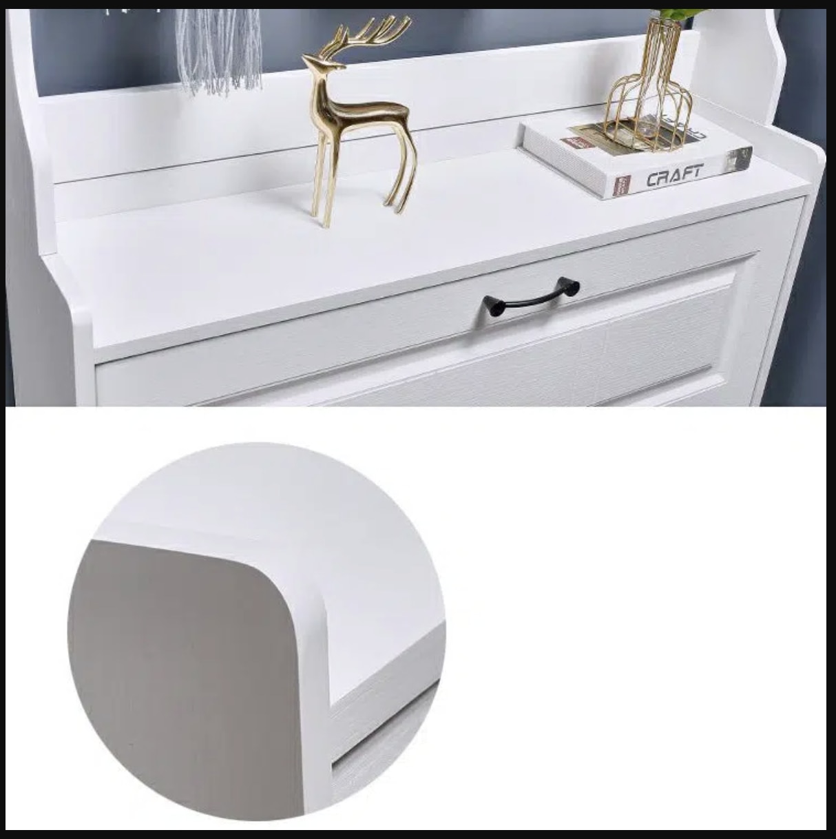 Set Mobilier Hol Alb, Pantofar Slim 3 Sertare si Cuier, Stil Scandinav ...