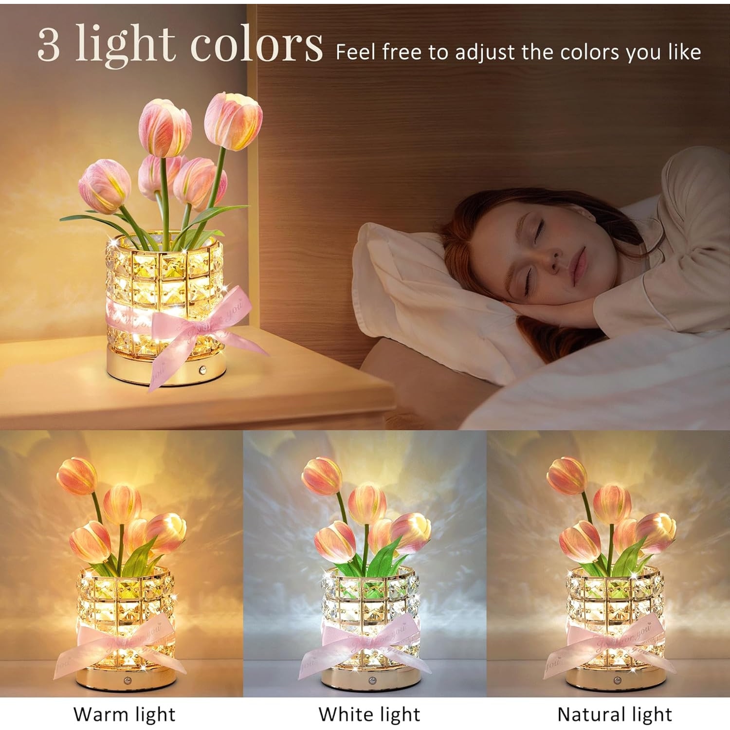 Lampa de flori Excitat@, Floarea Lalea, Reincarcabila, Fara fir ...