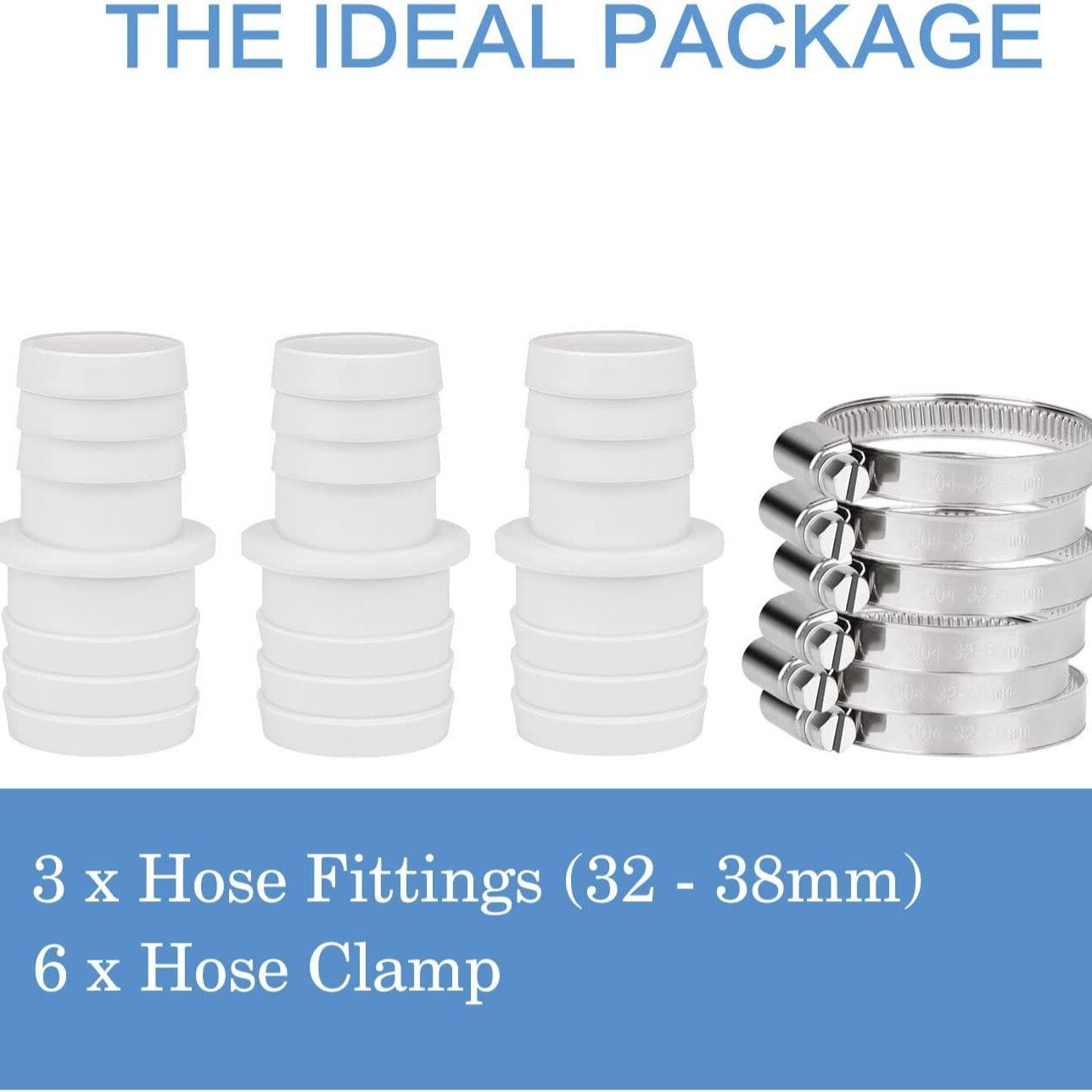 Adaptor furtun piscina 32mm la 38mm, plastic, usor de instalat, set de ...