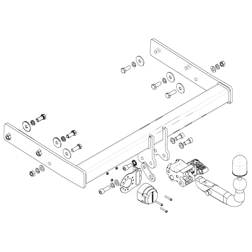 Hak de tractare Steinhof W12 cu sfera demontabila, 13 PIN, pentru ...
