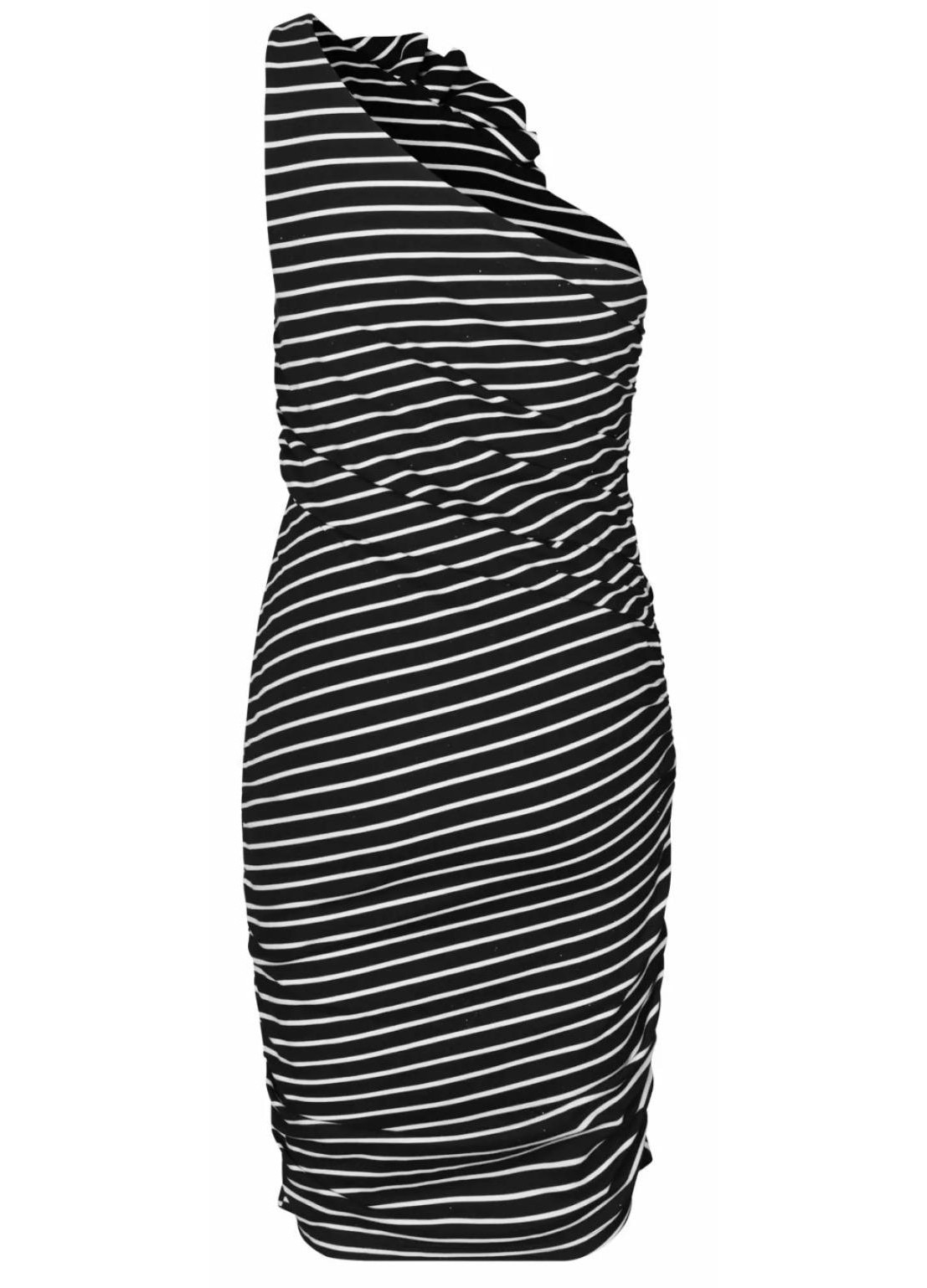 Rochie Cras cu floare supradimensionala, negru-alb, 34, XS - eMAG.ro