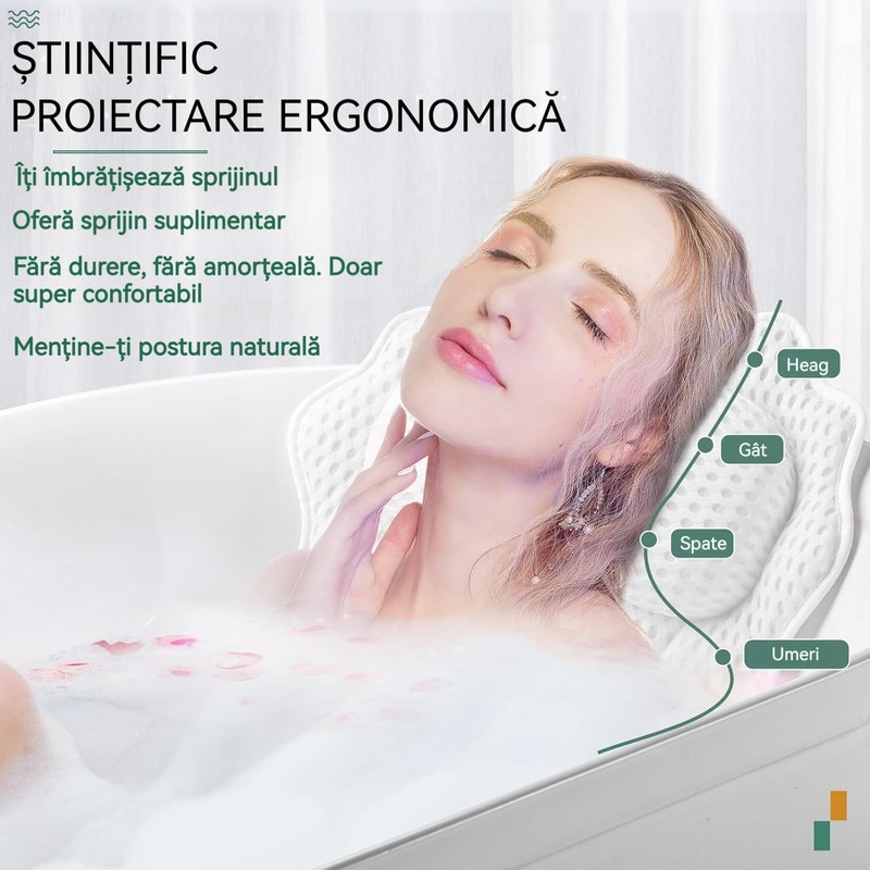 Perna de baie pentru cada, cu 6 ventuze puternice, YSBER®, material 4D ...
