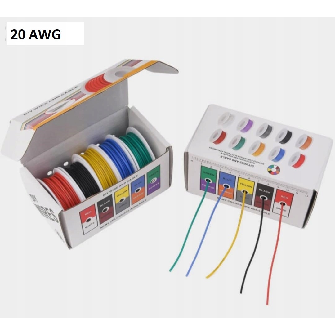 Set cabluri electrice DIY 20AWG 60m, 6 culori, miez de cupru, izolatie ...
