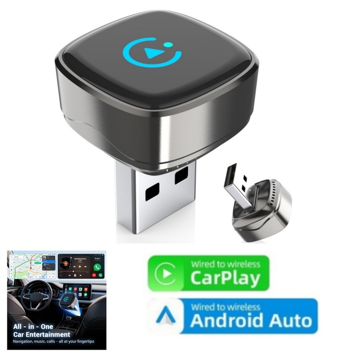 Vezeték nélküli CarPlay és Android Auto 2 az 1-ben adapter gyors WiFi ...