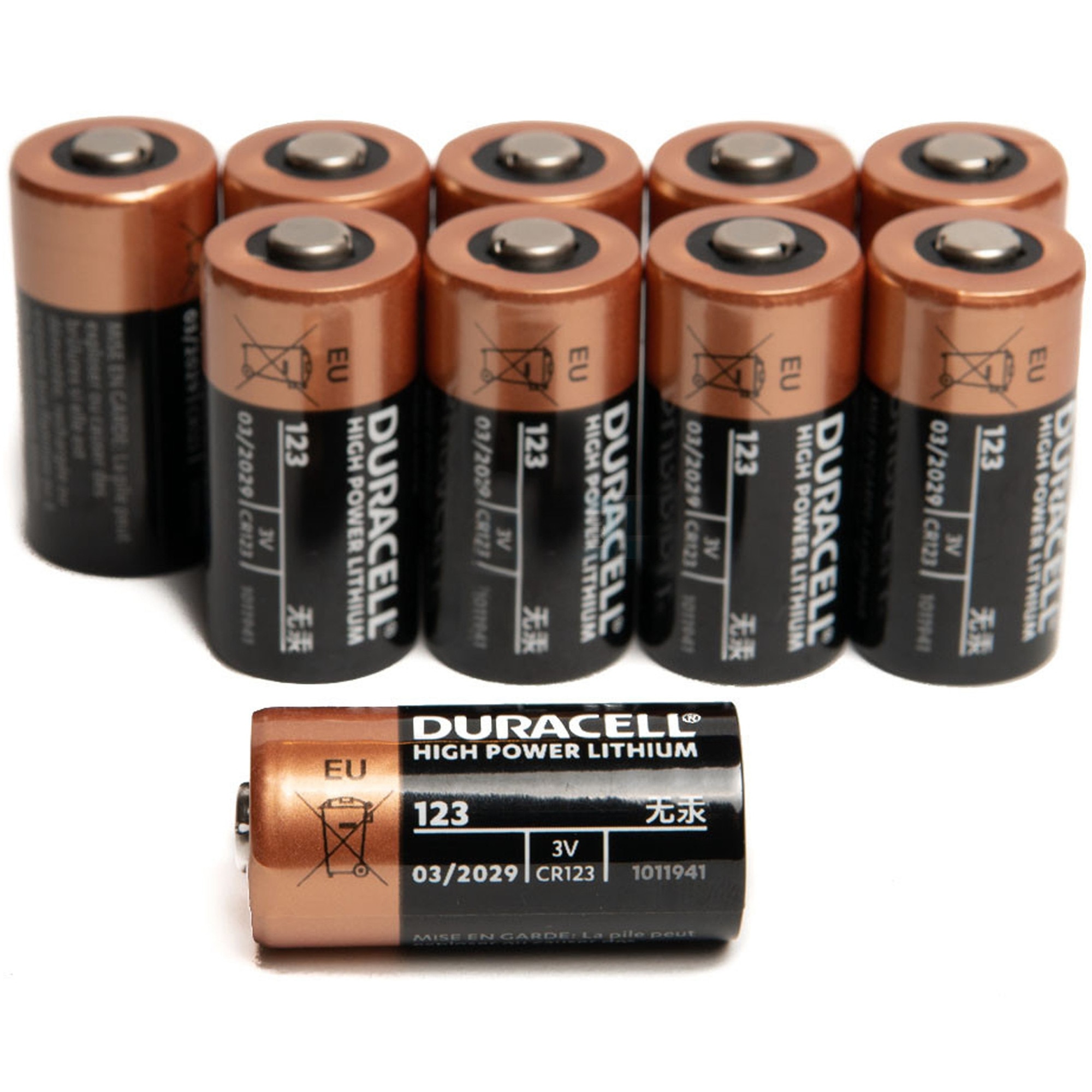 Set 10 baterii litium CR123A Duracell 3V, dimensiuni 16.8x34.5mm - eMAG.ro