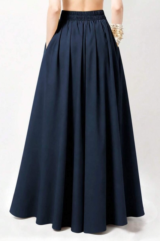 Fusta Dama, Maxi, Casual, Cu Buzunare Laterale, Albastru Marin, XL ...