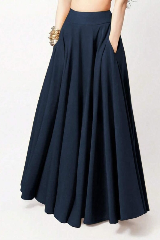 Fusta Dama, Maxi, Casual, Cu Buzunare Laterale, Albastru Marin, XL ...
